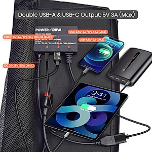 FlexSolar Portable Foldable Waterproof 120W Solar Panel Charger kit for Camping and 15W Small USB Solar Panel