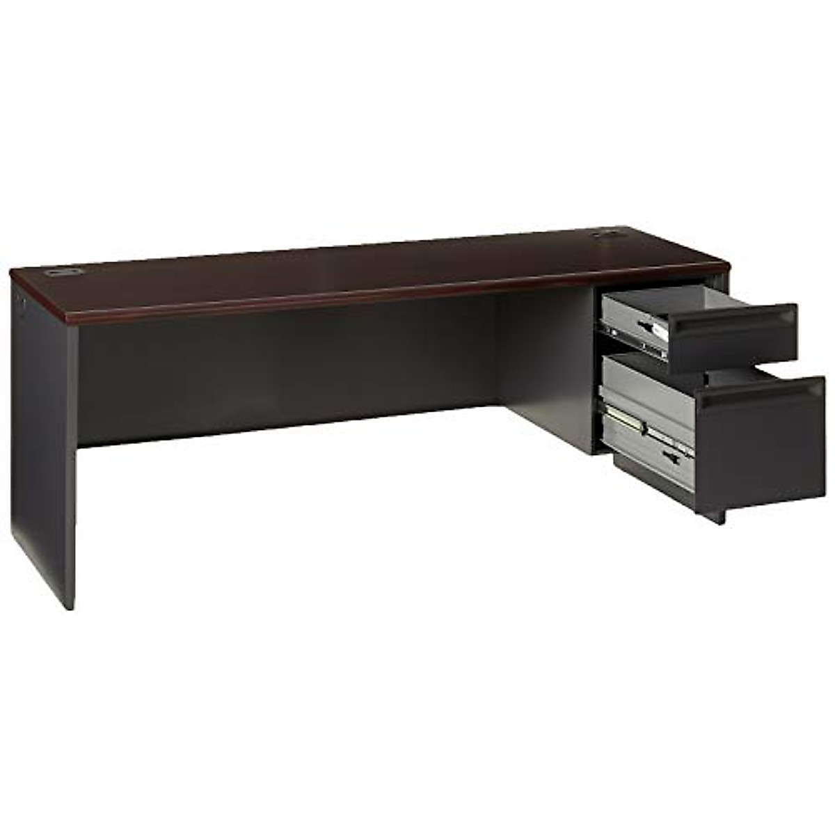 HON 38000 Series Right Pedestal Credenza, 72w x 24d x 29-1/2h, Mahogany/Charcoal