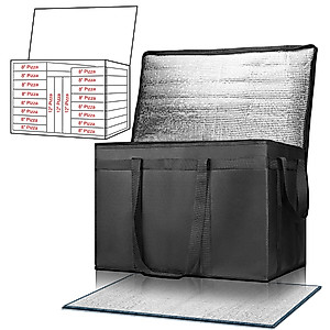 Micanlo Insulated Food Delivery Bag, Commercial Grade Pizza Carrier for Hot and Cold Food, Large Reusable Catering Cooler Bag 22x15x14, Pizza Delivery Box for Uber Eats, Doordash Essentials