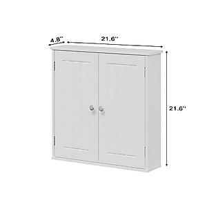 YIJAMLIFE Bathroom Wall Cabinet Over Toilet,Small Medicine Cabinet for Bathroom Laundry Room Kitchen,Space Saver Storage Cabinet with 2 Door Adjustable Shelves White