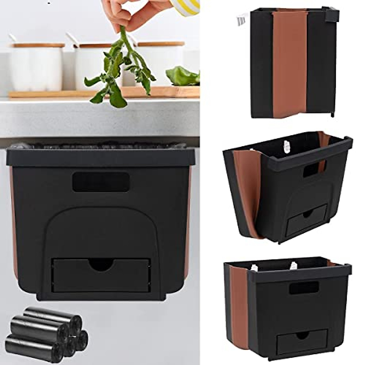 Hanging Trash Can, Kitchen Collapsible Hanging Waste Bin,Wall Mounted Folding Waste Bin,Hanging Garbage Can for Kitchen Cabinet Door,Portable Trash Can for Travel Car Bedroom(No Garbage Bags)