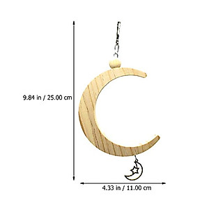 TEHAUX Bird Swings Toy, Moon Shaped Hanging Perch for Lovebird, Budgie, Parrot, Lorikeet, Finches, Conures, Pet Cage Rattles Educational Toy (Random Style)