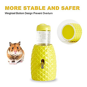 Howise Small Animal Water Bottle, Hamster Water Bottle Ceramic Hamster Kettle, Leakproof Pet Ceramic Kettle, Hamster Supplies, Hamster Drinker Stand (Yellow)