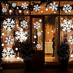 Ivenf Christmas Decorations Indoor, 8 Sheets Extra Large White Snowflake Window Clings Decor, Farmhouse Rustic Xmas Snowflake Decorations for the Home School Office Classroom Kids Winter Holiday Party