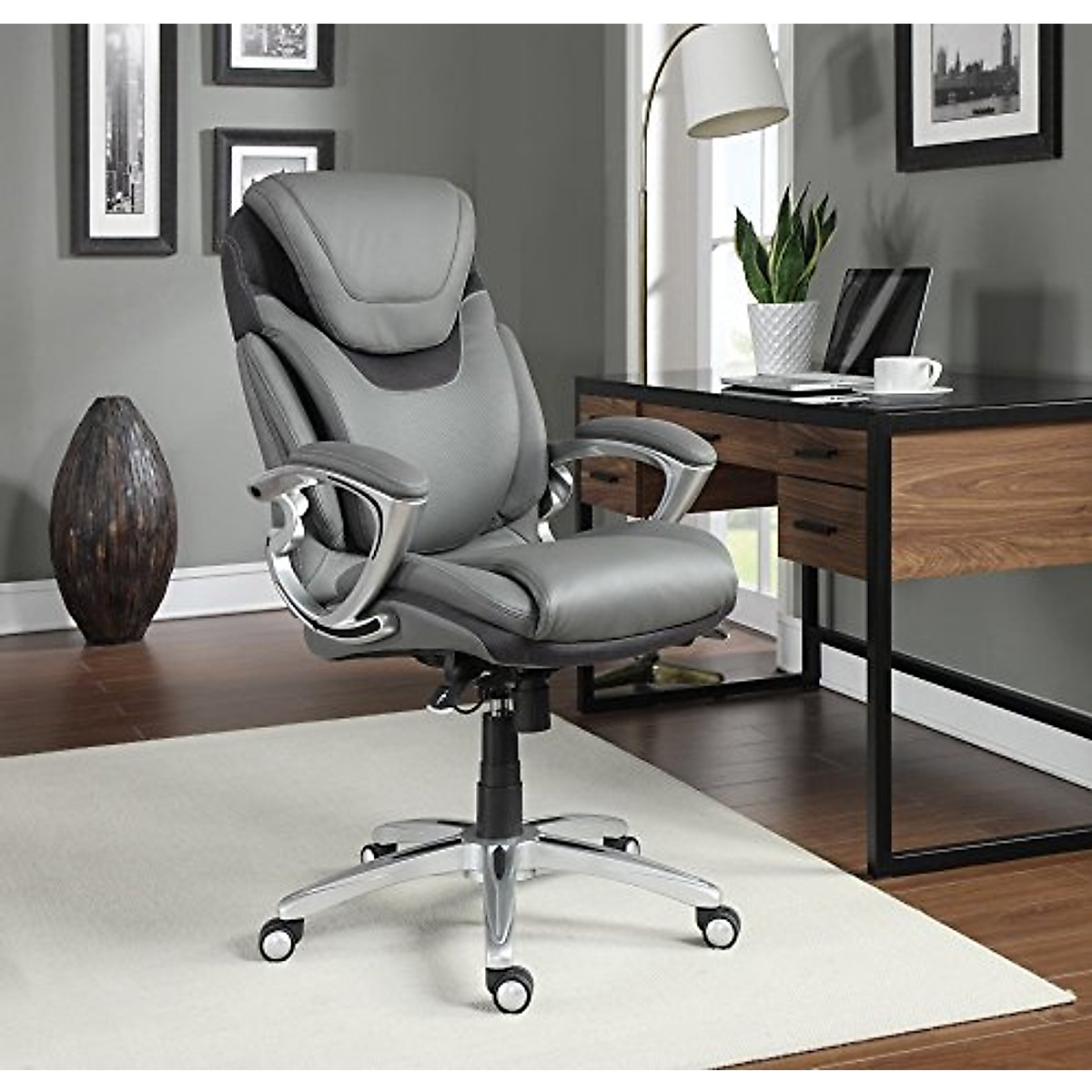 Serta AIR Health and Wellness Executive Office Chair High Back Ergonomic for Lumbar Support Task Swivel & Big & Tall Executive Office Chair High Back All Day Comfort Ergonomic Lumbar Support