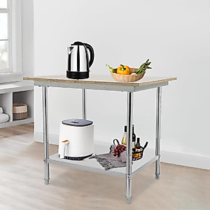 Adjustable Workbench, 35.43×29.92 Inch Kitchen Preparation Table Garage Workbench, Kitchen Tool Table with Storage Space, for Home and Commercial