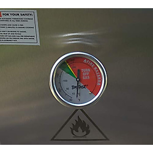 Bayou Classic 5070 Bayou Fryer Thermometer Stainless Steel Design Tempered Glass Dial Face w/ 50˚- 400˚F Range Fits Bayou 2.5-gal 4-gal and 9-gal Fryers