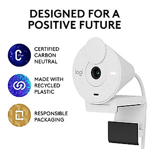 Logitech Brio 300 Full HD Webcam with Privacy Shutter, Noise Reduction Microphone, USB-C, certified for Zoom, Microsoft Teams, Google Meet, Auto Light Correction - Off White