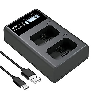 NP-FW50 Battery Charger, LCD Dual Charger Compatible with Sony Alpha A6000, A6400, A6100, A6300, A6500, A5100, A7, A7 II, A7R, A7R II, A7R2, A7S, A7S II, A7S2, A5000, A3000, RX10, NEX-3/5/7 Series