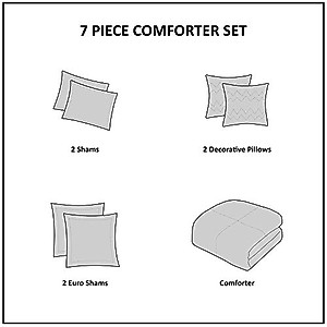 Urban Habitat Larisa Cotton Comforter Set-LuxeTraditional Design All Season Cozy Bedding with Matching Shams, Decorative Pillow, Full/Queen, Reversible Medallion Black 7 Piece