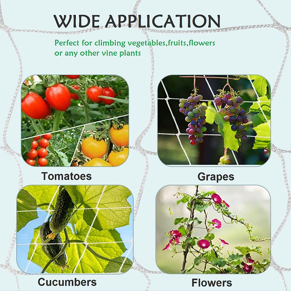 RC SLL Garden Trellis Netting 5×15FT 2-Pack,Heavy-Duty Polyester Trellis Net for Climbing Plants Outdoor,Plant Supporting Net for Vine Plants,Hydroponics Garden Climbing Net,Bonus One Twist Tie