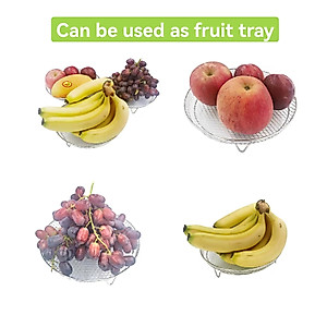 Air Fryer Racks, 3Pack Round Stackable Dehydrator Racks with Insulated Clamp and Brush Universal Stainless Steel Kitchen Air Fryer Accessories Fit all 5.0QT - 10.0QT Air fryer, 8inch