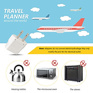 6 Pack European to US Plug Adapter, Travel Small European to American Outlet Plug Adapter, European Plug Adapter to USA Power Converter (White)