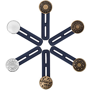 6 PCS Pants Extender Button, Luxiv Waistband Extender Buttons for Men and Women, Jeans Waist Extender Metal Buttons No Sew Button for Extender Jeans Pants Collar (2in)