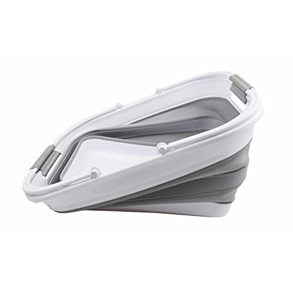 SAMMART 29L(7.6 gallon) Collapsible Tub with Handle-Portable Outdoor Picnic Basket-Space Saving Storage Container,Water capacity 24L(6.3 gallon) (1, White/Grey)