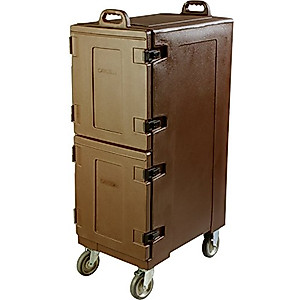 Carlisle FoodService Products Cateraide Plastic Insulated Dual Capacity Food Pan Carrier With Dolly, 10 Pan Capacity, 50 Inches, Brown