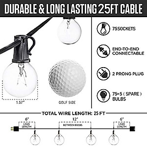 GUDDL Outdoor String Lights 75ft Patio Lights with 80 G40 Bulbs (5 Spare), Connectable Globe String Lights for Party Tents Patio Gazebo Porch Deck Bistro Backyard Balcony Pergola Decor, Black Wire…