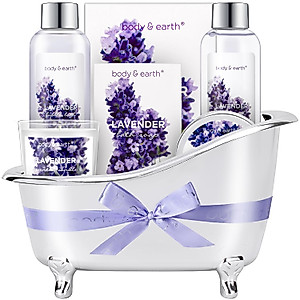 Gift Set for Women Body & Earth Gifts for Women Lavender Gift Baskets For Women Bath Sets for Women Gift with Bubble Bath Body Lotion Scented Candle Valentines Day Gifts for Her Bath Gifts for Women