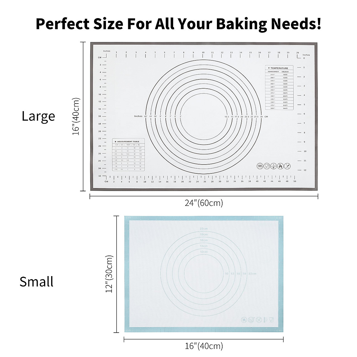 Silicone Baking Mat Kit, Non-Stick Food Grade Silicone Mats Set of 2 Half Sheet Macaron Mats, 6 Piping Tip,2 Piping Bag and 2 Tie Heat Resistant,BPA Free-Reusable Nonstick Liners for Baking Pans