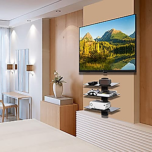 WALI Floating Entertainment Center Shelves, Holds Up to 17.6lbs, TV Shelf with Strengthened Tempered Glasses for DVD Players, Cable Boxes, Games Consoles, TV Accessories (CS303B), 3 Shelf, Black