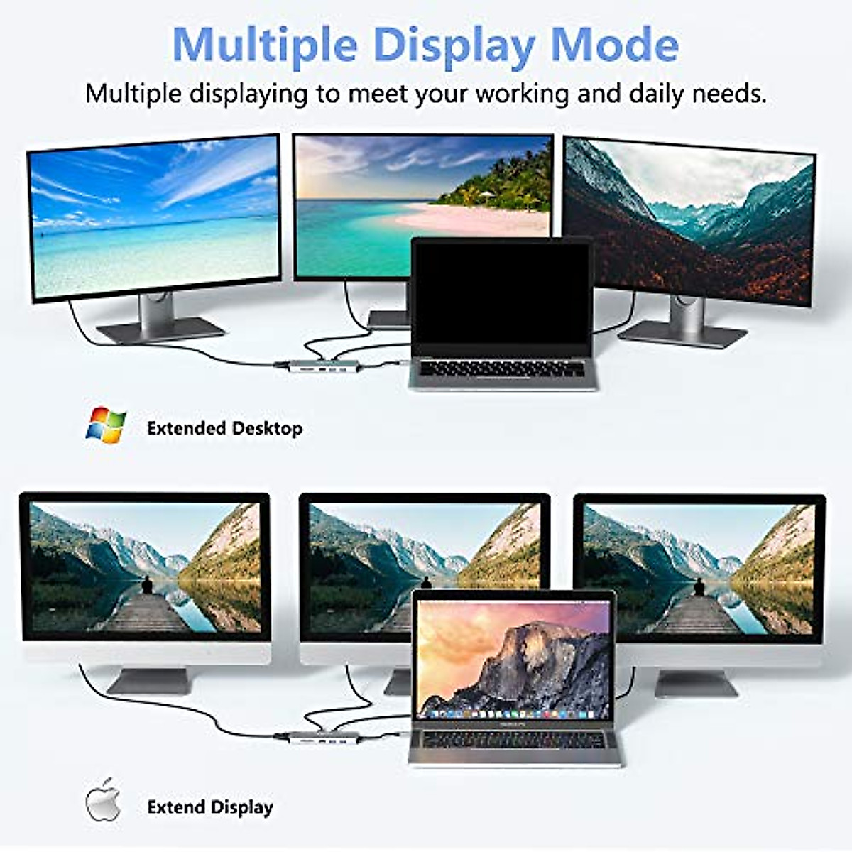 Lasuney Triple Display 12 in 1 USB C Docking Station Dock with 2 HDMI & VGA, PD3.0, Ethernet, SD TF Card Reader, 4 USB Port, Mic/Audio, Type C Adapter Hub Compatible for MacBook/Dell/HP/Lenovo Laptops