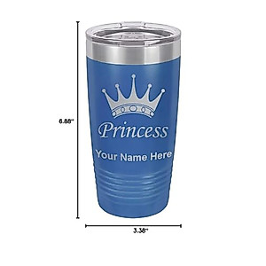 LaserGram 20oz Vacuum Insulated Tumbler Mug, Princess Crown, Personalized Engraving Included (Dark Blue)