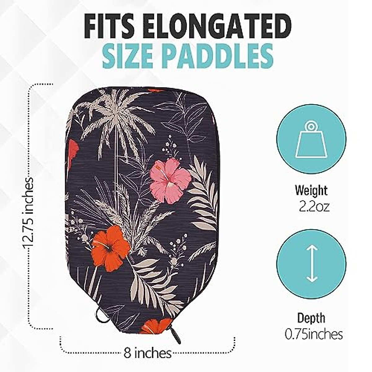 Palms-O-Aces Elongated Pickleball Paddle Cover - Protect Your Paddle with Our Durable and Padded Pickleball Paddle Covers Elongated - Zipper Closure and Canvas Material Elongated Pickleball Cover