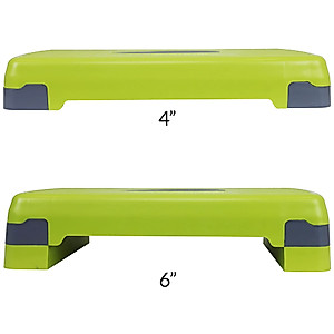 Signature Fitness Adjustable Workout Aerobic Stepper Step Platform Trainer, 27-Inch, Lemon/Gray
