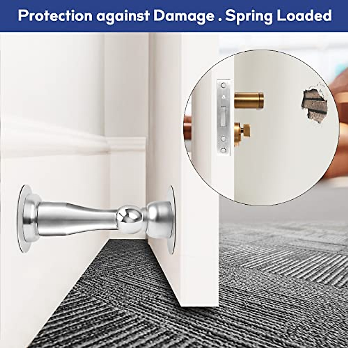 Magnetic Door Stop, Direct mounting Without Turning Holes，Magnetic Door Stoppers for Bottom of Door, Protect The Door from Collision When Opened (Silver 1)