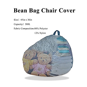 Bean Bag Chairs Cover (No Filler),Bean Bag Cover,Stuffed Animal Storage Bean Bag,Bean Bag for Kids,Adults,Teens,36 x 45 in Blue Bean Bag