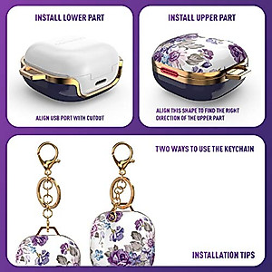 wenew case for Galaxy Buds 2 Pro/Galaxy Buds Pro/Galaxy Buds 2 / Galaxy Buds Live, Cute Pattern Hard Shell with Clip for Women Men Girls Kids (Purple)