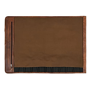 Leather Canvas Knife Roll Storage Bag Expandable 10 Pockets Detachable Shoulder Strap Travel-Friendly Chef Knife Case Roll By Aaron Leather Goods (Cleveland, Canvas Leather)