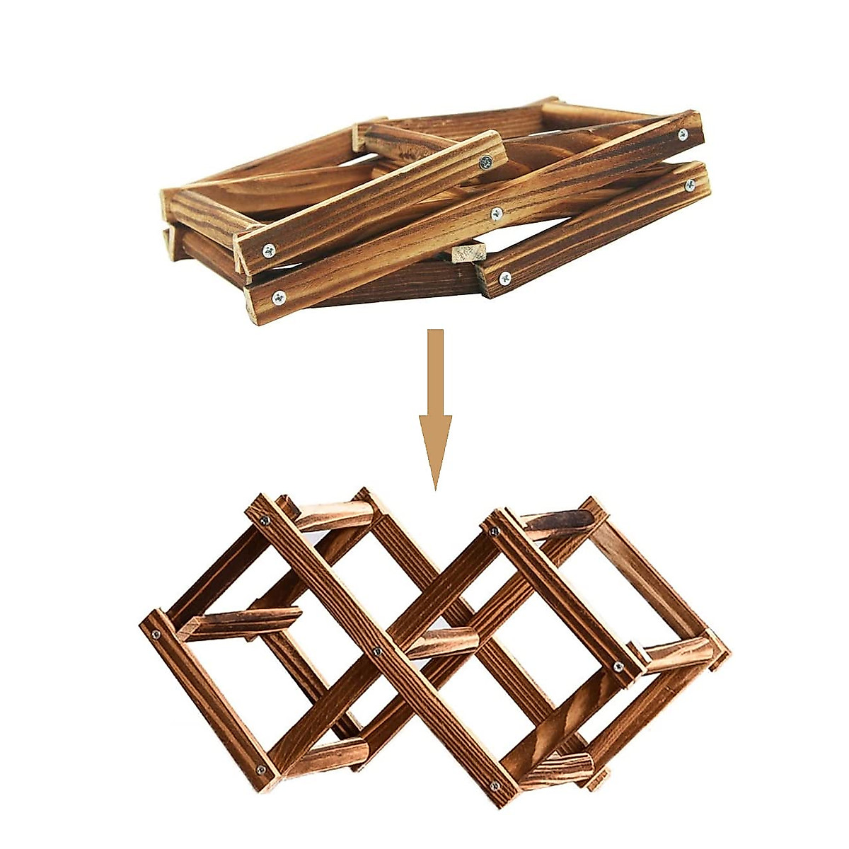 YTCYKJ Wood Wine Rack Freestanding, Wooden Stackable Countertop Wine Rack 3 Bottles Storage Holder Foldable Wine Bottle Display Shelf for Home Kitchen Bar Cabinets