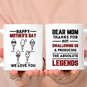 Personalized Tumbler For Mom From Daughter Son Thanks For Not Swallowing Me Funny Sperms Gifts For Mother Custom Name Stainless Steel 20 Oz Insulated Travel Cup For Birthday Mothers Day