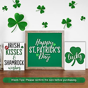 6 Pieces St. Patrick's Day Tiered Tray Decor Irish Wooden Signs Shamrock Tabletop Decor Lucky Gnome Rustic Sign St. Patrick's Day Decorations for Desk Home Wall Irish Decor 3.5 x 2.5 x 0.47 Inches