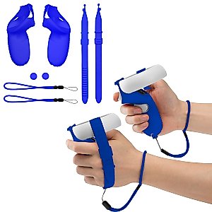 2021 Newest Soft Silicone Controller Skin Grip Cover Protector for Oculus Quest 2 with Paddy Backhand Strap No More Controllers Flying Out - Quest 2 Accessories by X-super Home (Quest 2, Blue)