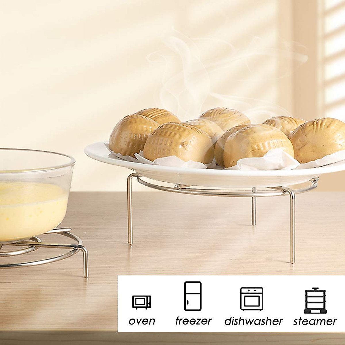 Set of 3, Stainless Steel Trivet Rack Stand, SourceTon 3 Sizes Heavy Duty Pressure Cooker Steam Rack, Steaming Rack, Pot Pan Cooking Stand- 1.2 Inch, 2 Inch, 2.6 Inch