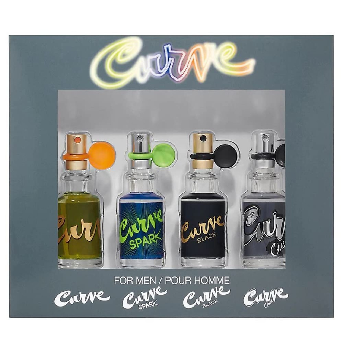 Liz Claiborne Curve Collection 4 Pc. Gift Set for Men (Curve + Curve Spark + Curve Black + Curve Crush All Cologne Spray .5 oz)