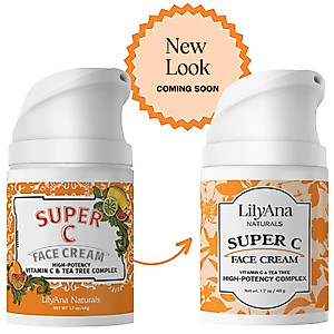 LilyAna Naturals Face and Neck Moisturizer for Women and Men - Moisturizer Face and Neck Cream for Dry Skin and Dark Spot Brightening (Super C, 1.7oz)