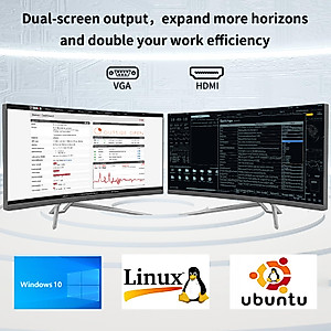 Kinupute Fanless Mini PC, Industrial Desktop Computer Core i5-4200U 1.6-2.6GHz, Windows 10 Pro, 8GB RAM, 128GB SSD, 2xNICs, 6xCOM RS232, 4xUSB 3.0, HDMI/VGA Port, Auto Power On, Metal Case