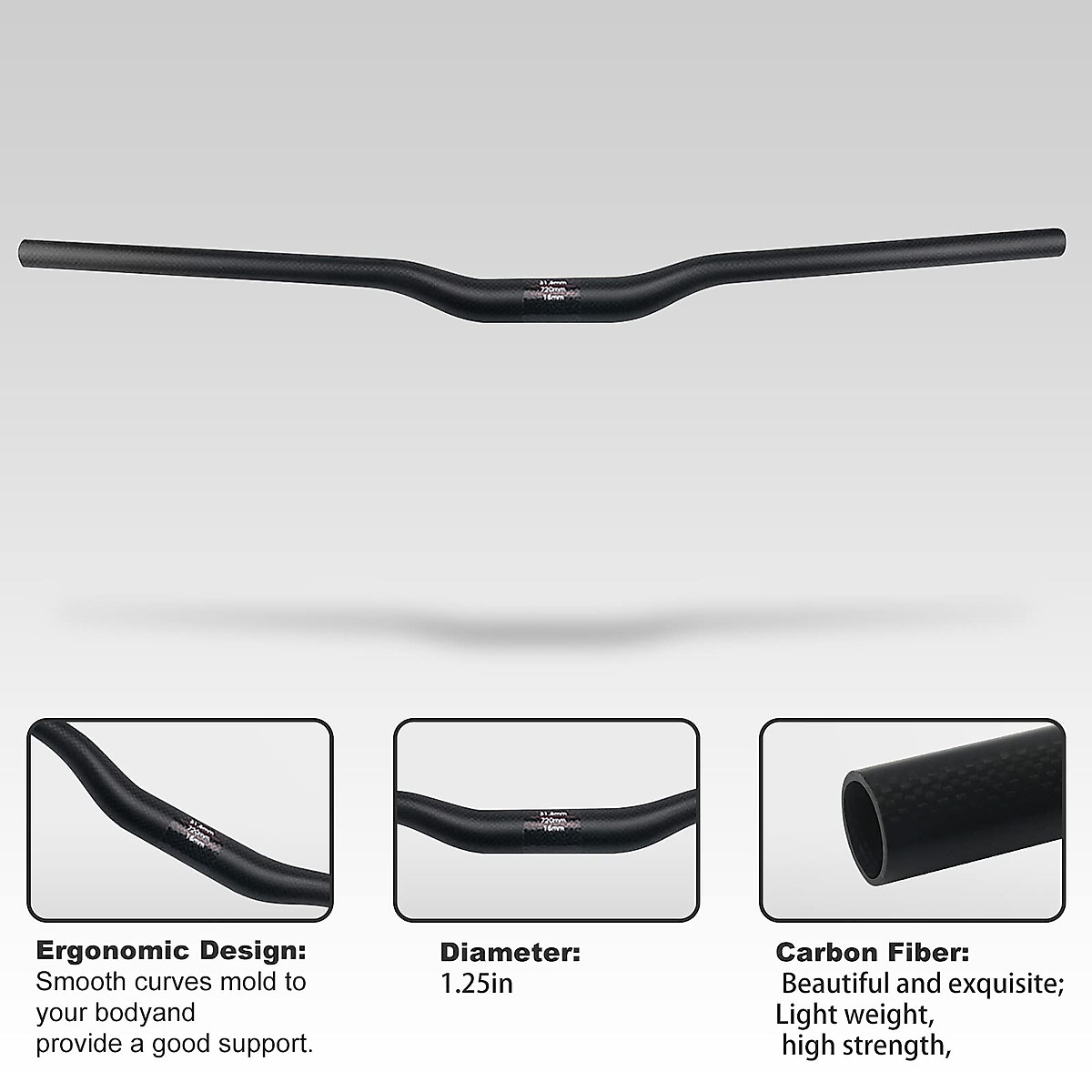 MTB Handlebars RXL SL Carbon Handlebars Mountain Bike Handlebars MTB Riser Handlebars 31.8 MTB Carbon Fiber Bike Handlebars Mountain Bicycle for Cycling Male 760mm