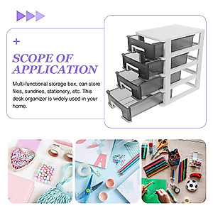 BESPORTBLE 4 plastic drawer Plastic Storage Drawers- Drawer Storage Organizer White Frame with Clear plastic desktop drawers Drawers