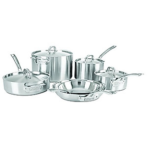 Viking Culinary Professional 5-Ply Stainless Steel Cookware Set, 10 Piece, Dishwasher, Oven Safe, Works on All Cooktops including Induction
