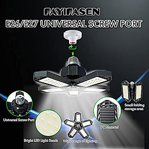 FAYIFASEN LED Garage Lights 2pack, Deformable Garage Lights Ceiling Light,150W Shop Adjustable LED with 5 Panels, 6500k Daylight for Basement Workshop Studio
