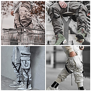 XYXIONGMAO Streetwear Techwear Hip Hop Harem Pants for Men Sports Casual Loose Overalls Multi-Pocket Hip-hop Trousers (Black, S)