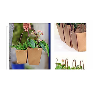 STKMELON 10Pack Kraft Paper Flower Gift Bags Bouquet Bags Box Waterproof Brown Paper Carrier Bags with Handle Tote Bags for Thanksgiving Birthday Wedding Party Favors (T2-10Pack)
