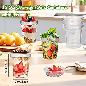 WBKTOOL 5 Pack Overnight Oats Containers with Lids - 16 oz Deli Food Storage Containers - Small To Go Plastic Yogurt Container for Soup, Salad, Freezer