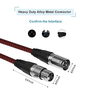 FURUI XLR Cable 6ft 2Pack Male to Female, Microphone XLR Cable 3 Pin Nylon Braided Balanced XLR Cable Mic DMX Cable Patch Cords with Oxygen-Free Copper Conductors