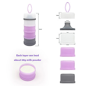 LADISO Baby Formula Dispenser, Formula Container, BPA Free, 4 Layers, Baby Feeding Travel Storage Container, Portable Milk Powder Dispenser Container, Non-Spill Stackable Baby Snack Storage Container
