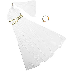 Grecian Goddess Women’s Halloween Costume - White Greek Dress (X-Large)